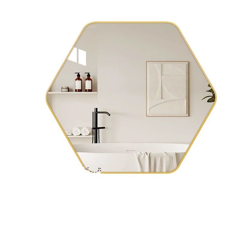 Hexagonal Aluminum Frame Nordic Hotel Bathroom Mirror